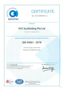 Certificates & Awards - KYC Scaffolding Pte Ltd